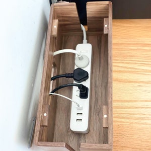 Black Walnut Desktop Wire Storage Box Wooden Cable Storage Box Wire ...