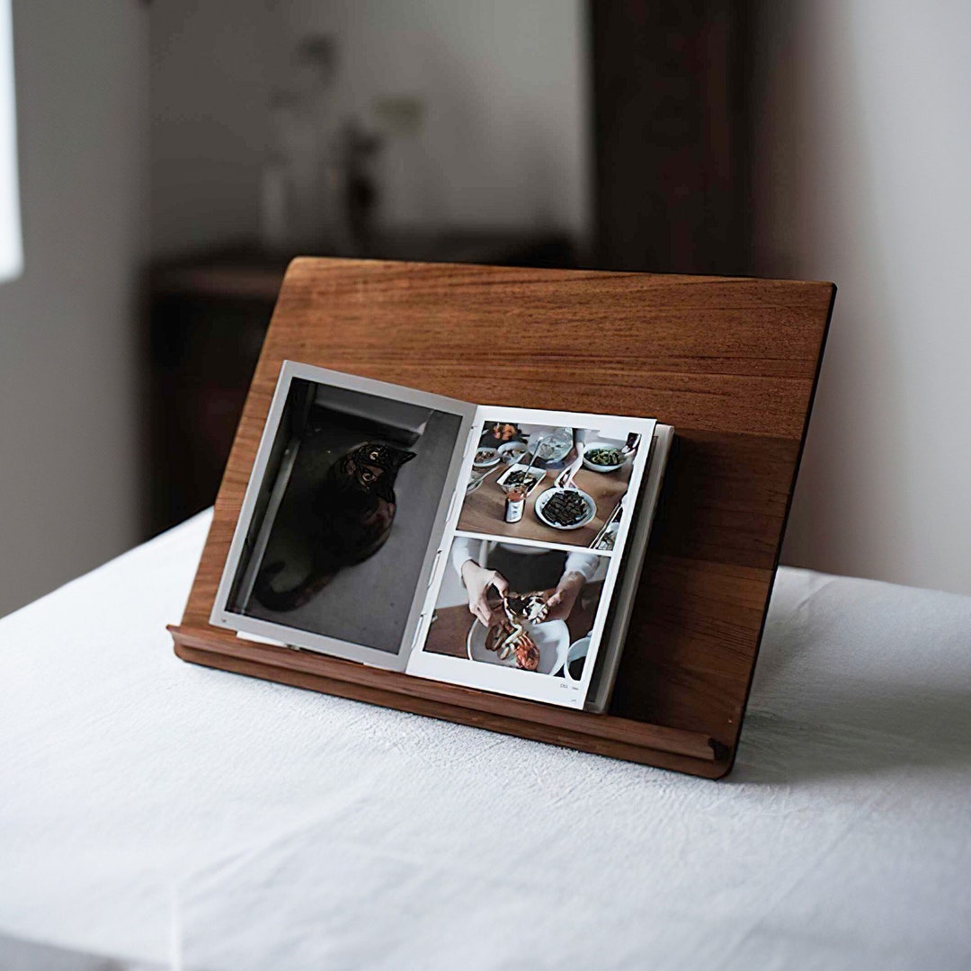 Wooden Book Stand Tray, Wood Book Holder, Magazine Holder, Postcard ...