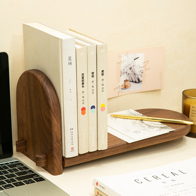Walnut Book Holder, Office Book Stand, Book Organizer for Desks or ...
