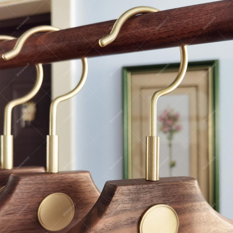 Walnut Suit Hangers,wooden Curved Coat Hangers With Brass Swivel Hook ...