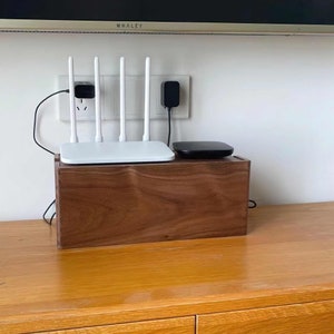 Black Walnut Desktop Wire Storage Box Wooden Cable Storage Box Wire ...