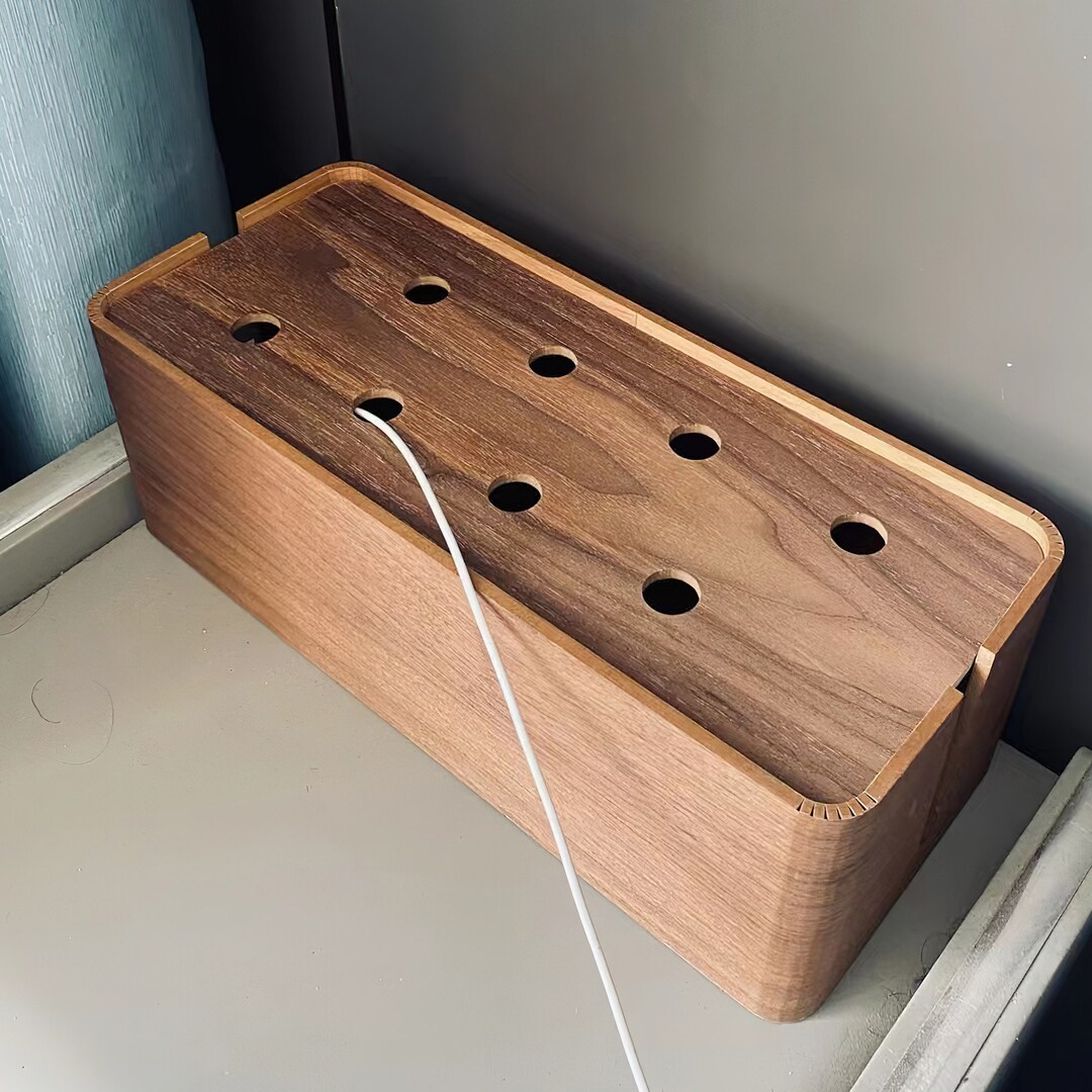 Cable Management Box, Solid Wood Cable Organizer Box to Hide Wires ...