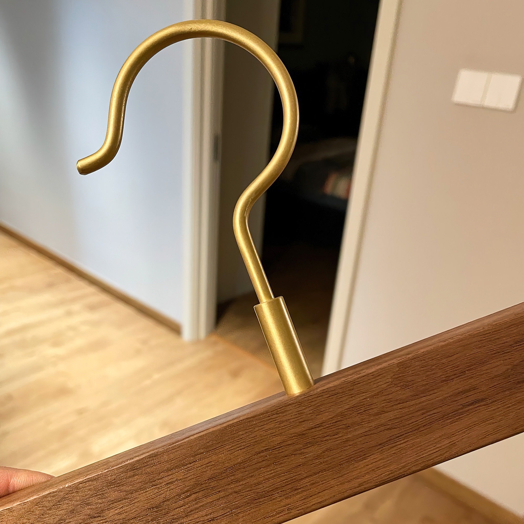 Premium Walnut Wood and Brass Multifunctional Trouser Hanger With Bar ...