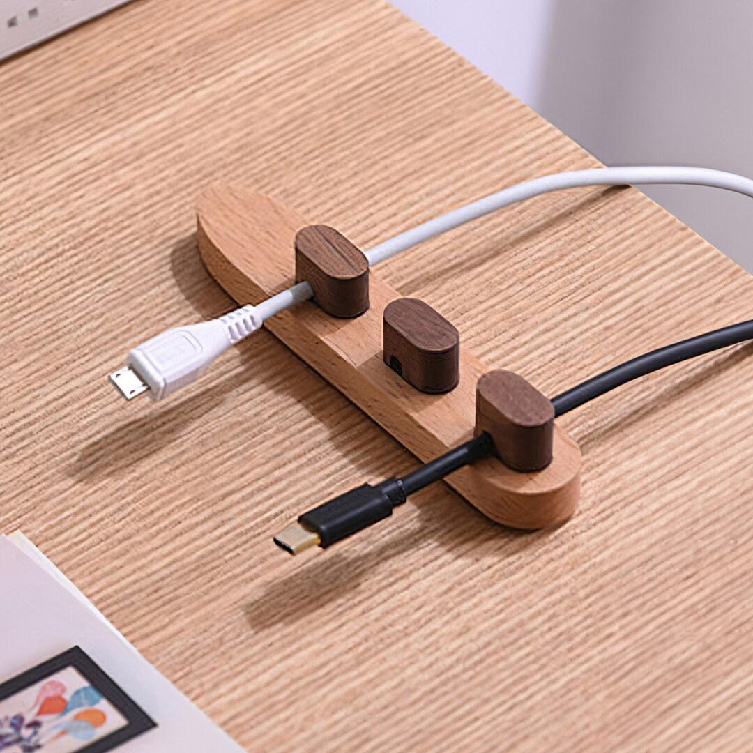 Handcrafted Cable Organizer, Desk Cable Management, Black Walnut Wire ...