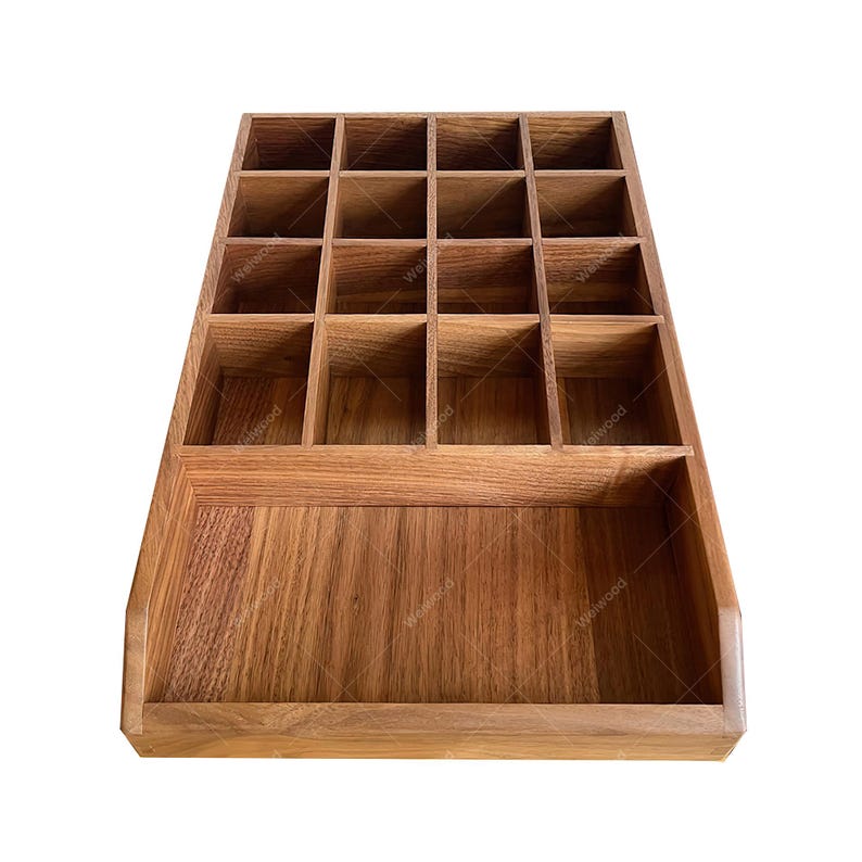 Walnut Wood Multi-compartment Organizer, , Multi-purpose Storage Box ...