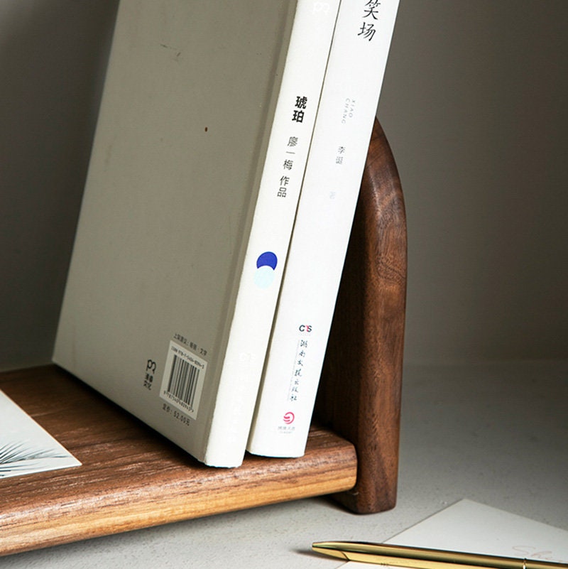Walnut Book Holder, Office Book Stand, Book Organizer for Desks or ...