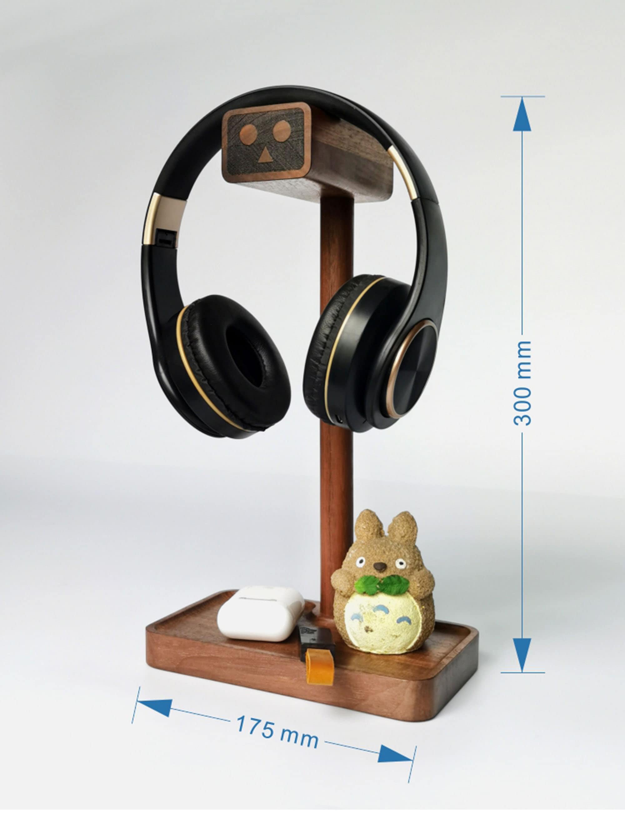 Headphone Stand With Tray, Gaming Headset Holder, Wooden Desk Headphone ...