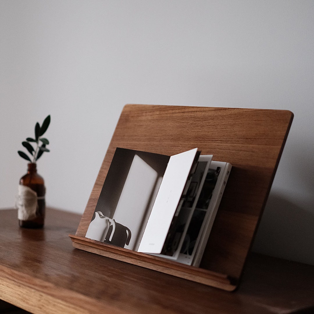 Wooden Book Stand Tray, Wood Book Holder, Magazine Holder, Postcard ...