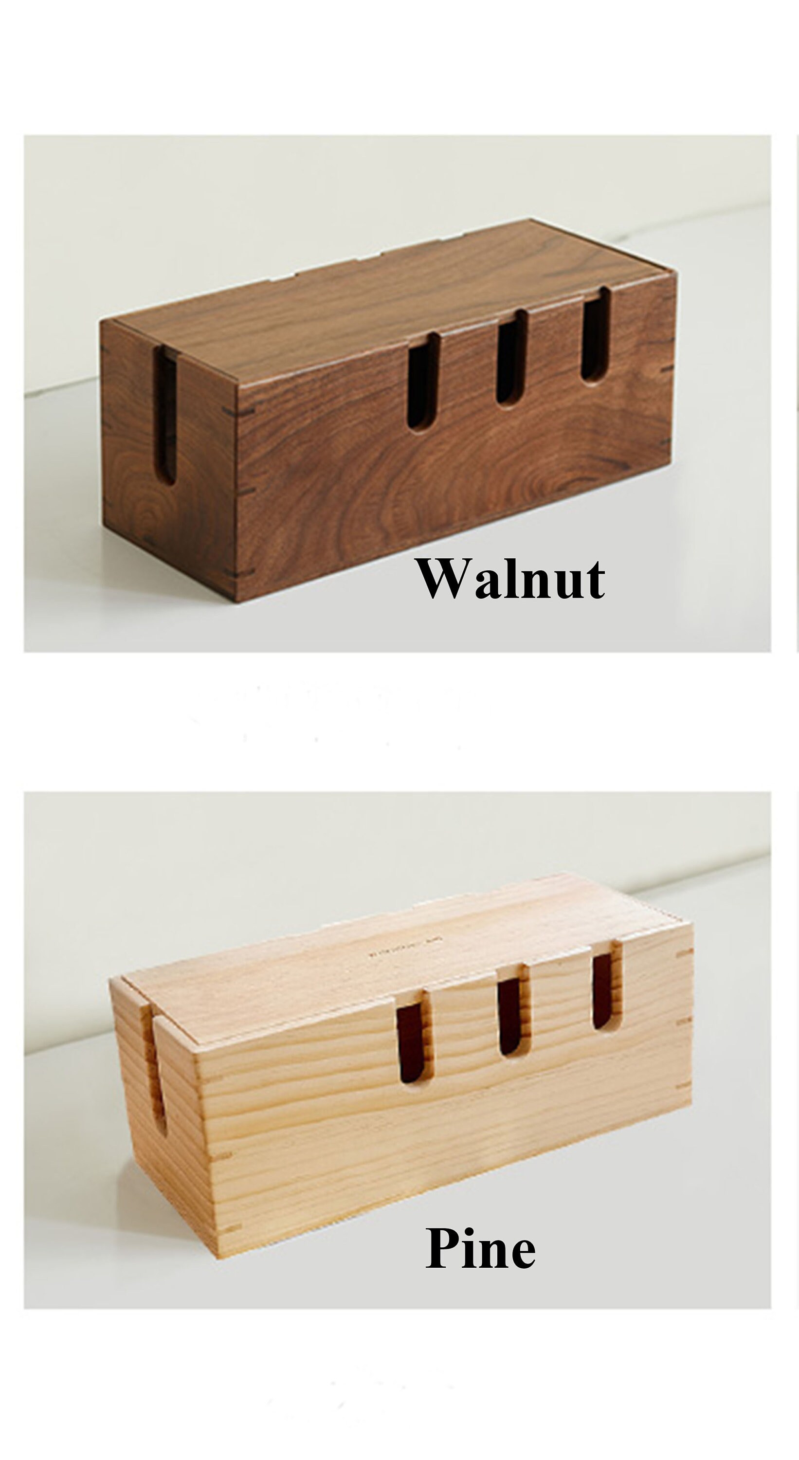 Wooden Cable Management Box Cord Organizer Box With Cover - Etsy