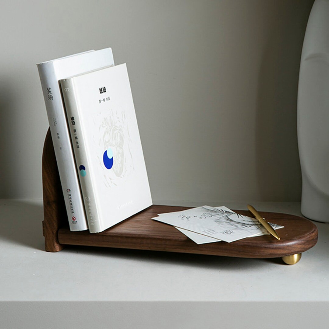 Walnut Book Holder, Office Book Stand, Book Organizer for Desks or ...
