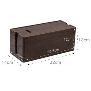 Black Walnut Desktop Wire Storage Box Wooden Cable Storage Box Wire ...