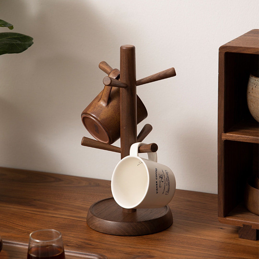 Handmade Wooden Cup Holder Upside Down Water Cup Holder Coffee Mug Mug ...