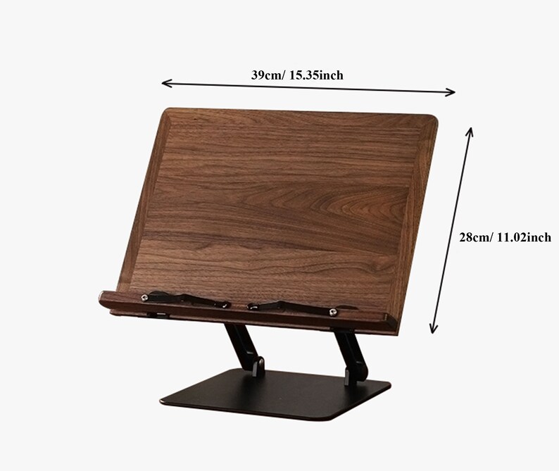 Wood Book Stand, Foldable Wooden Book Holder, Adjustable Book Tray ...