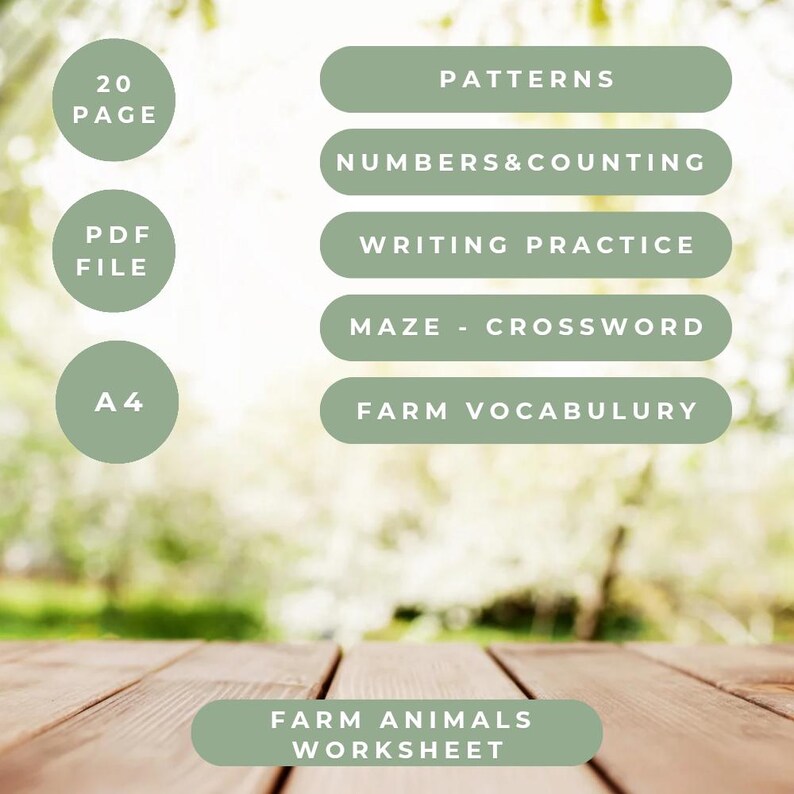 Farm Animals Printable Worksheet | 20 Pages PDF | Learning Activities ...