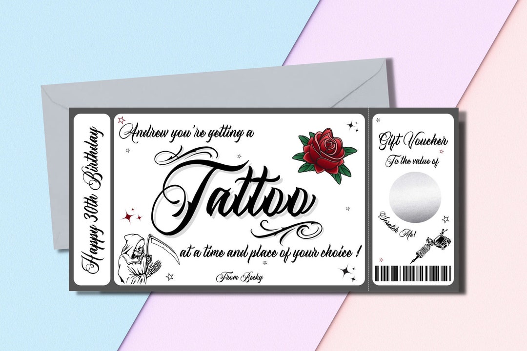 Personalised Tattoo Gift Voucher Scratch off and Reveal - Etsy