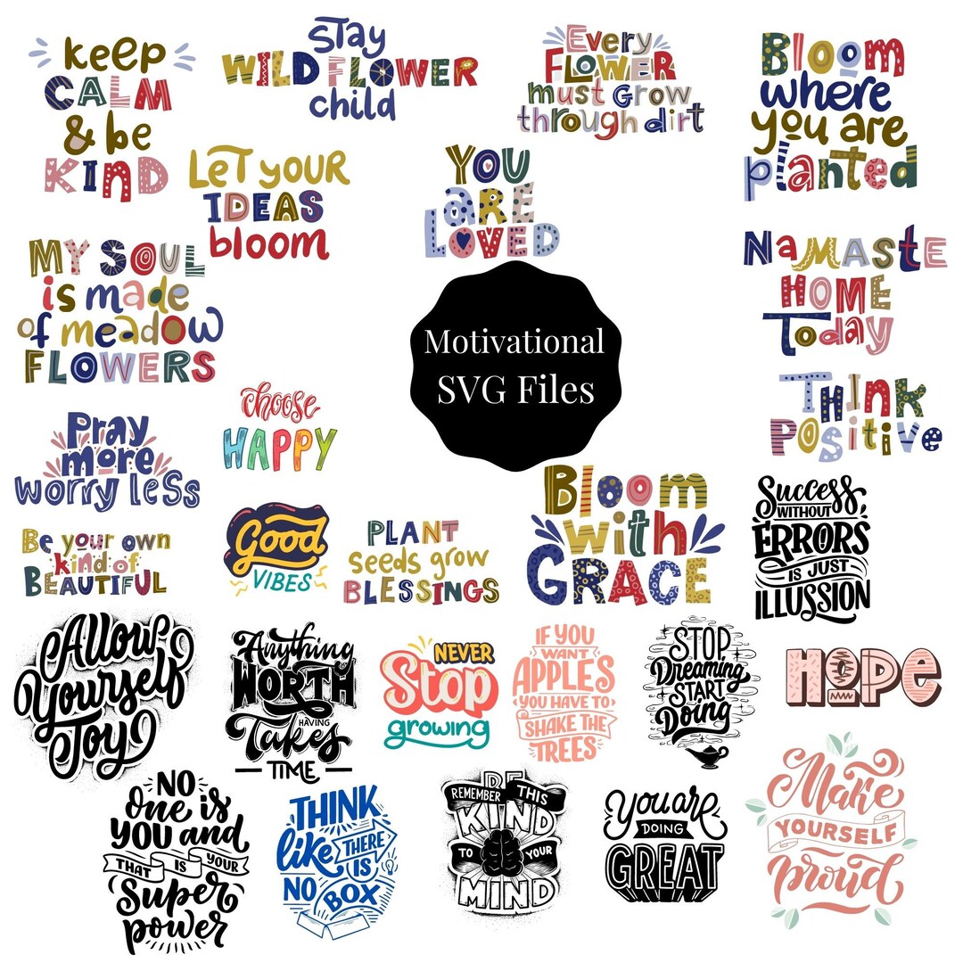 Motivational Bundle SVG Files for Cricut Silhouette Inspiration Quotes ...