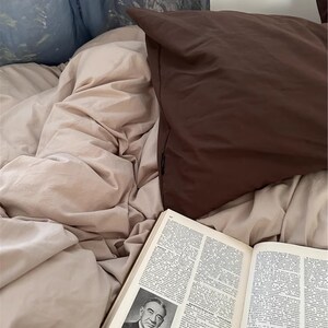 Retro Coffee Color 100% Cotton Duvet Cover Set,minimalist Bedding ...