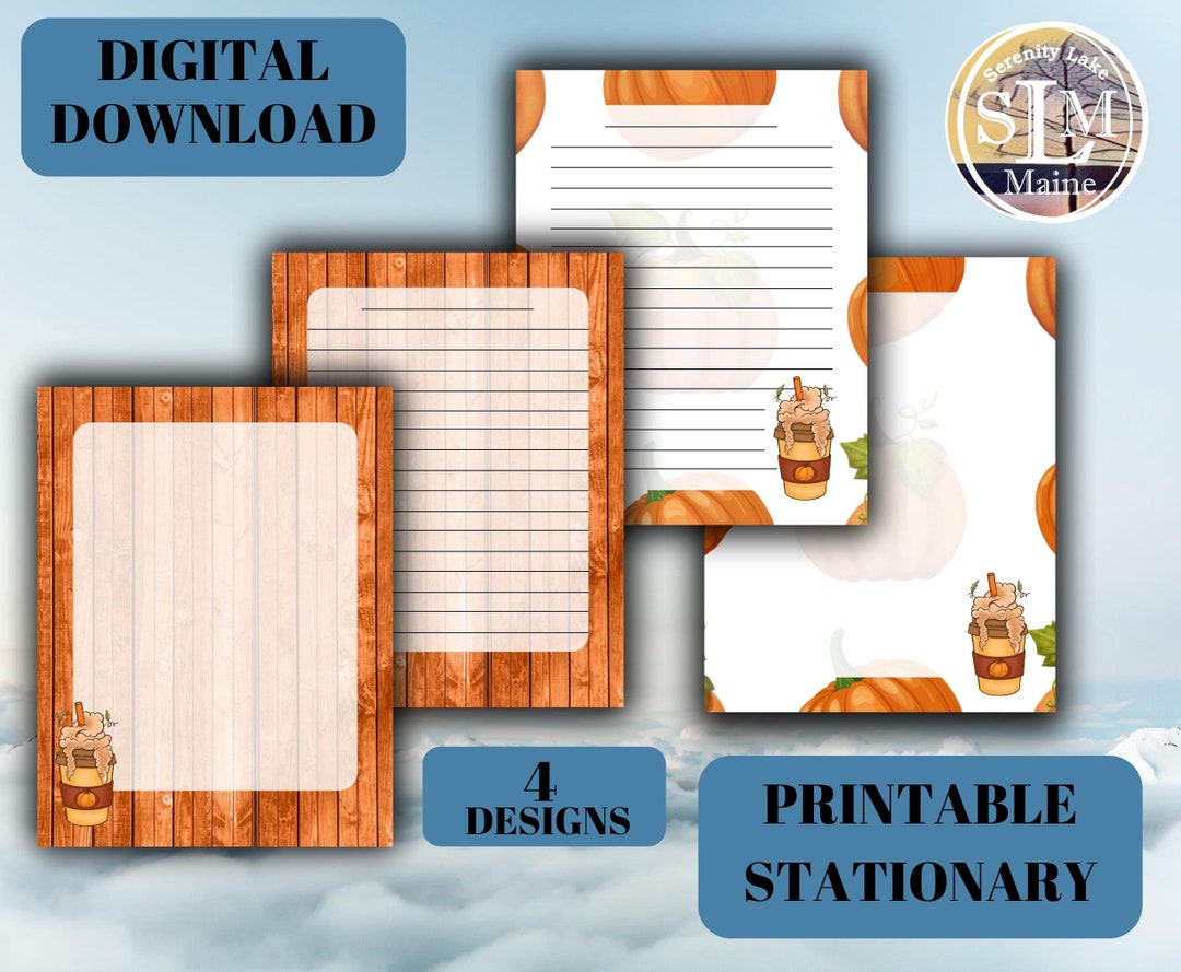 Pumpkin Spice Wood Printable Stationary Set US Letter Sized PDF ...