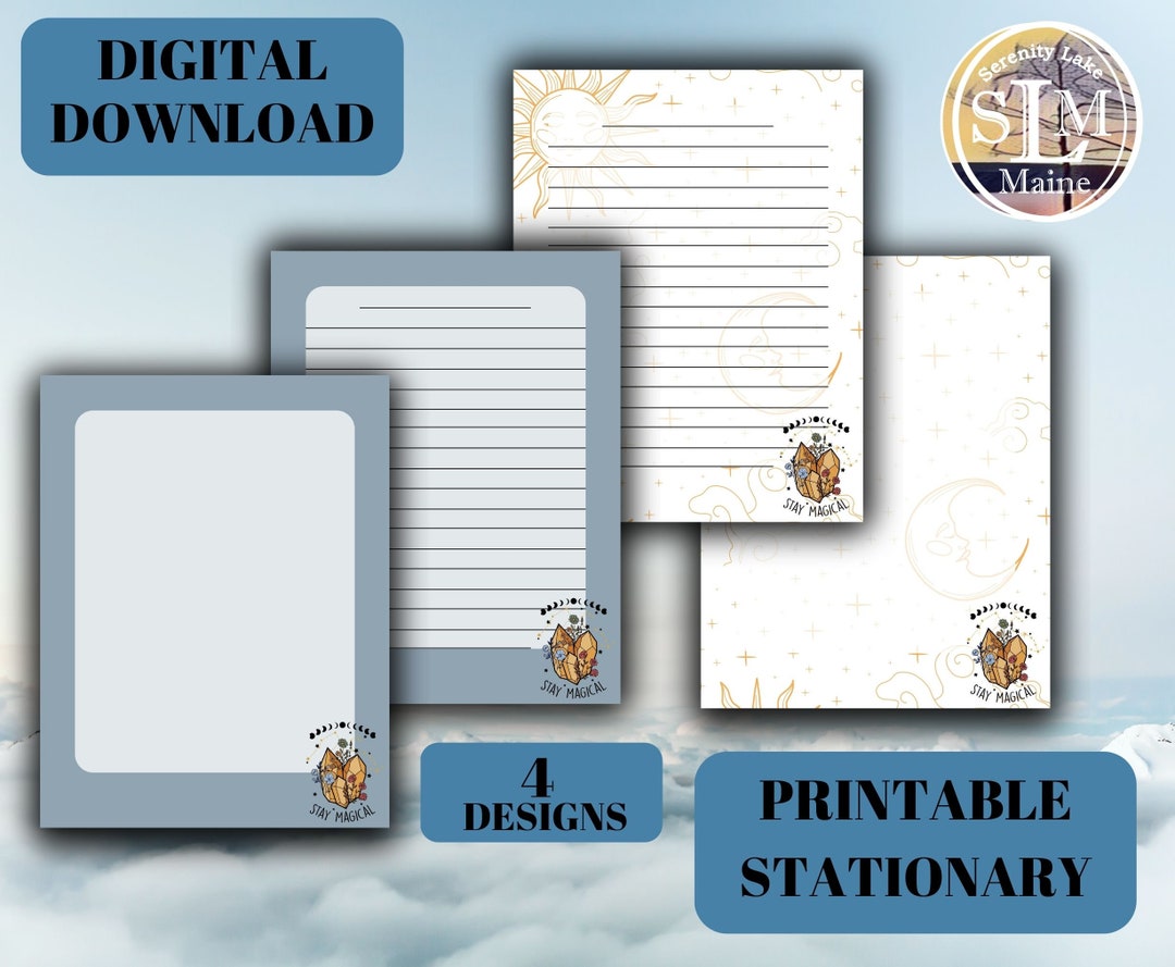 Celestial Printable Stationary Set US Letter Sized PDF, Instant ...