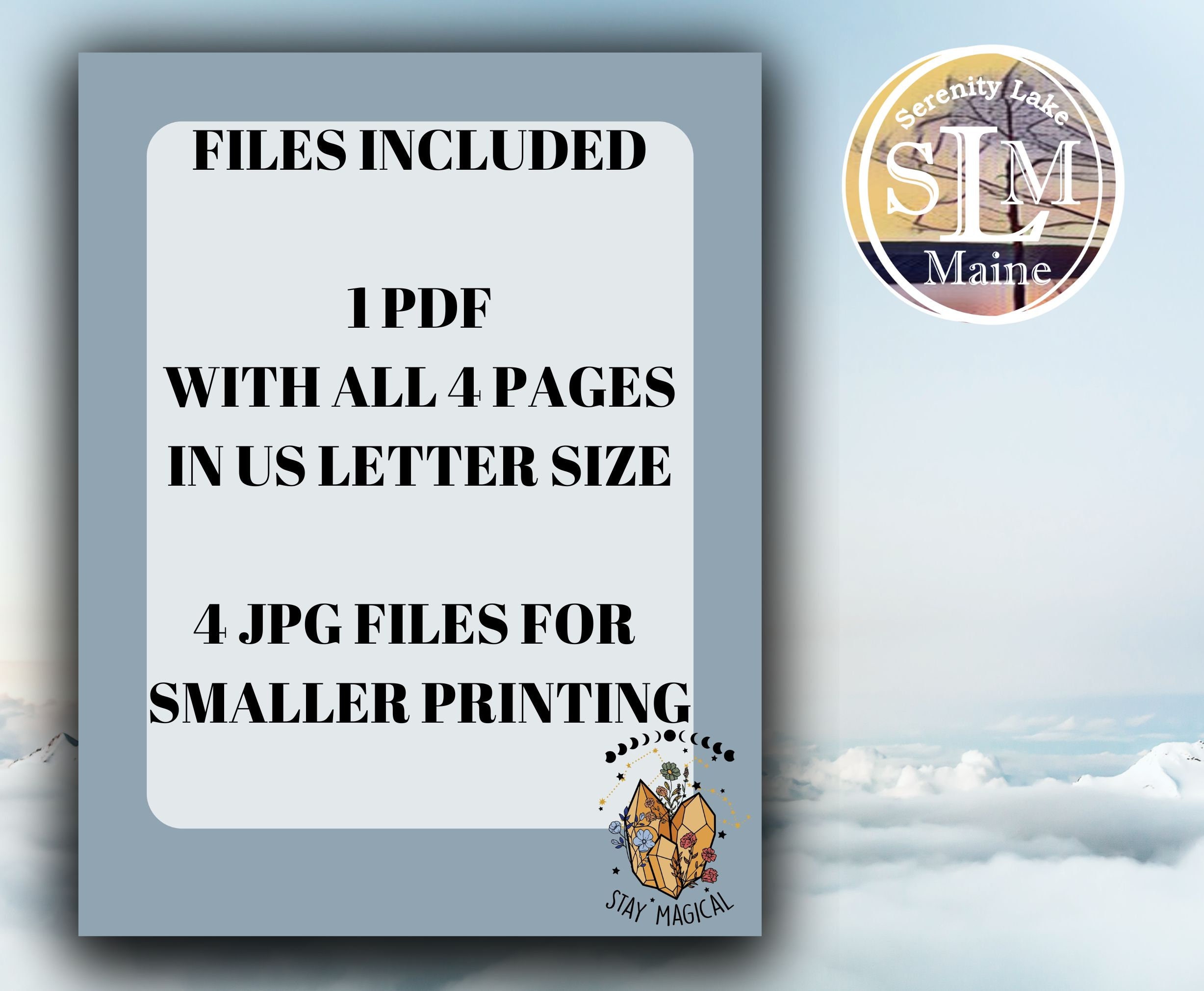 Celestial Printable Stationary Set US Letter Sized PDF, Instant ...