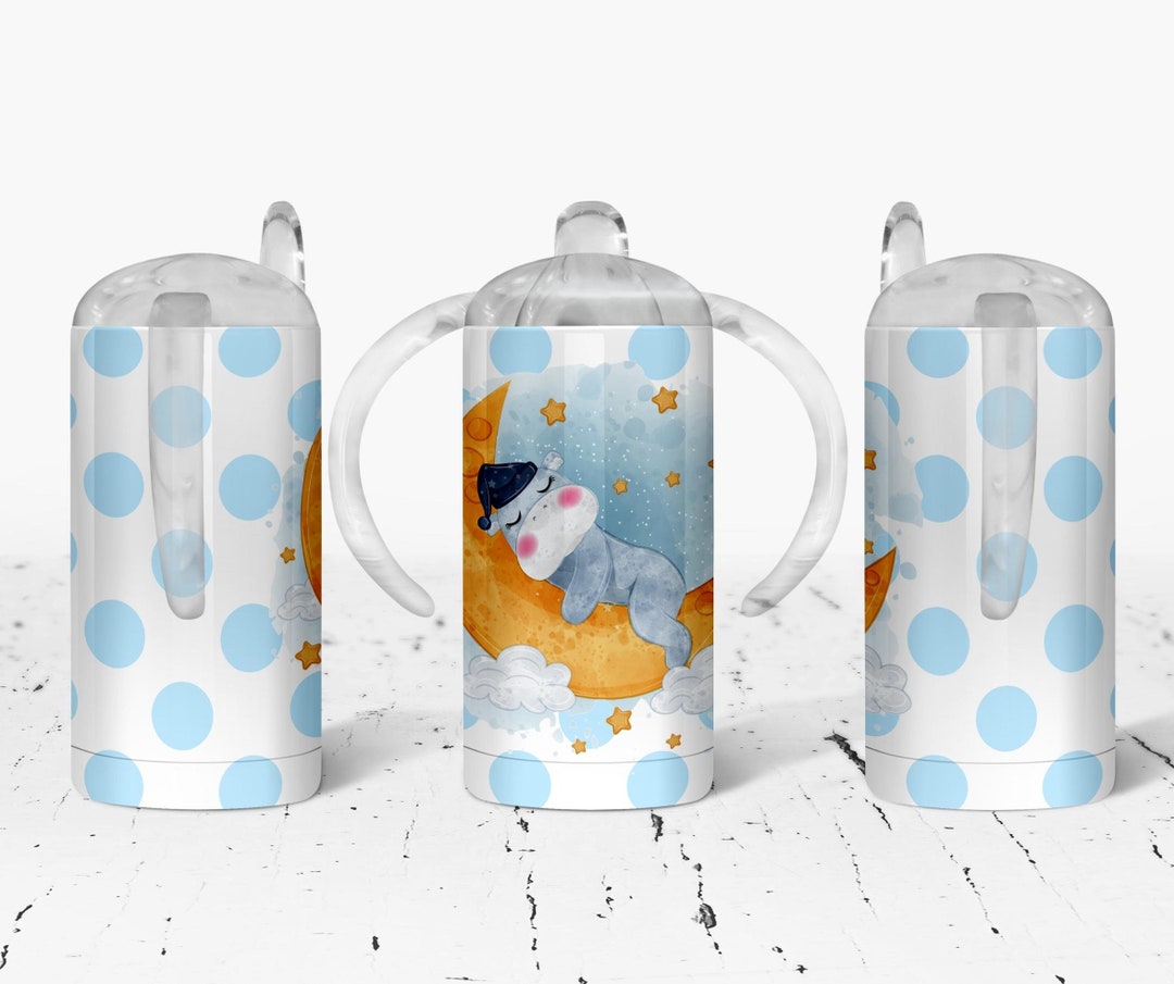 Hippo Blue Polka Dot Sippy Cup! 12 Oz Sippy Cup Stainless Steel With ...
