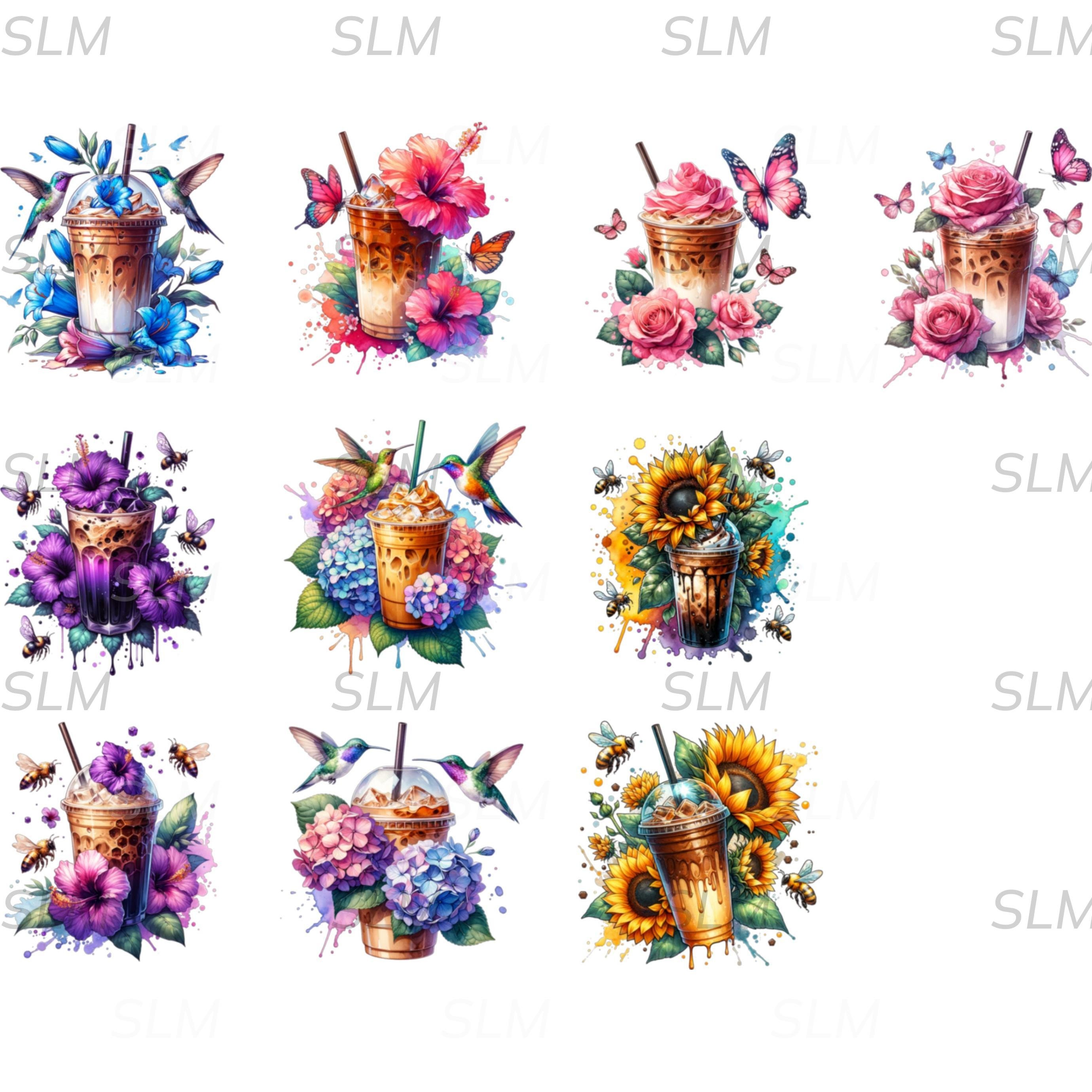 Coffee Floral Clipart Bundle Set of 10 Coffee Clipart With Flowers ...