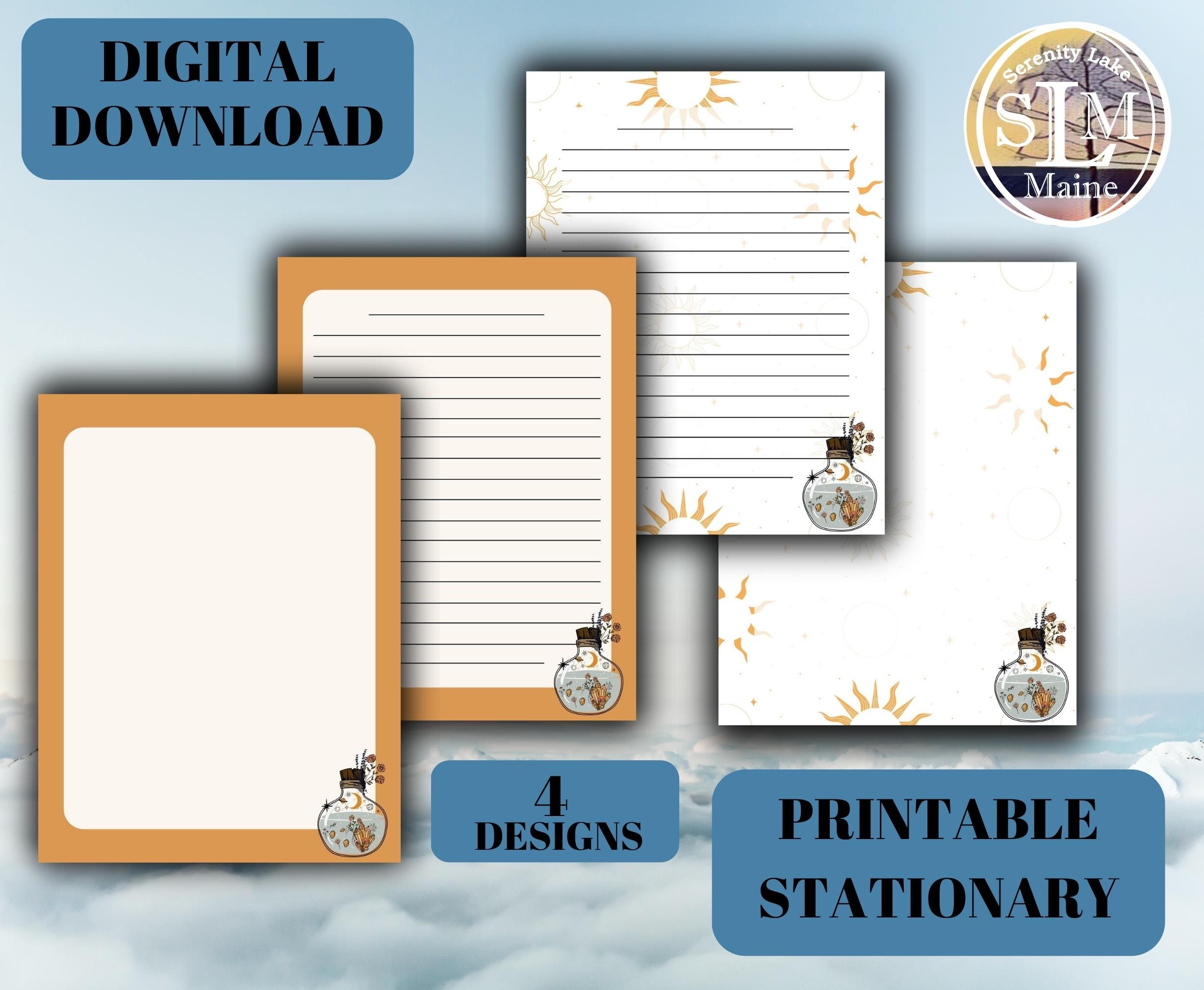 Celestial Vial Printable Stationary Set US Letter Sized PDF, Instant ...