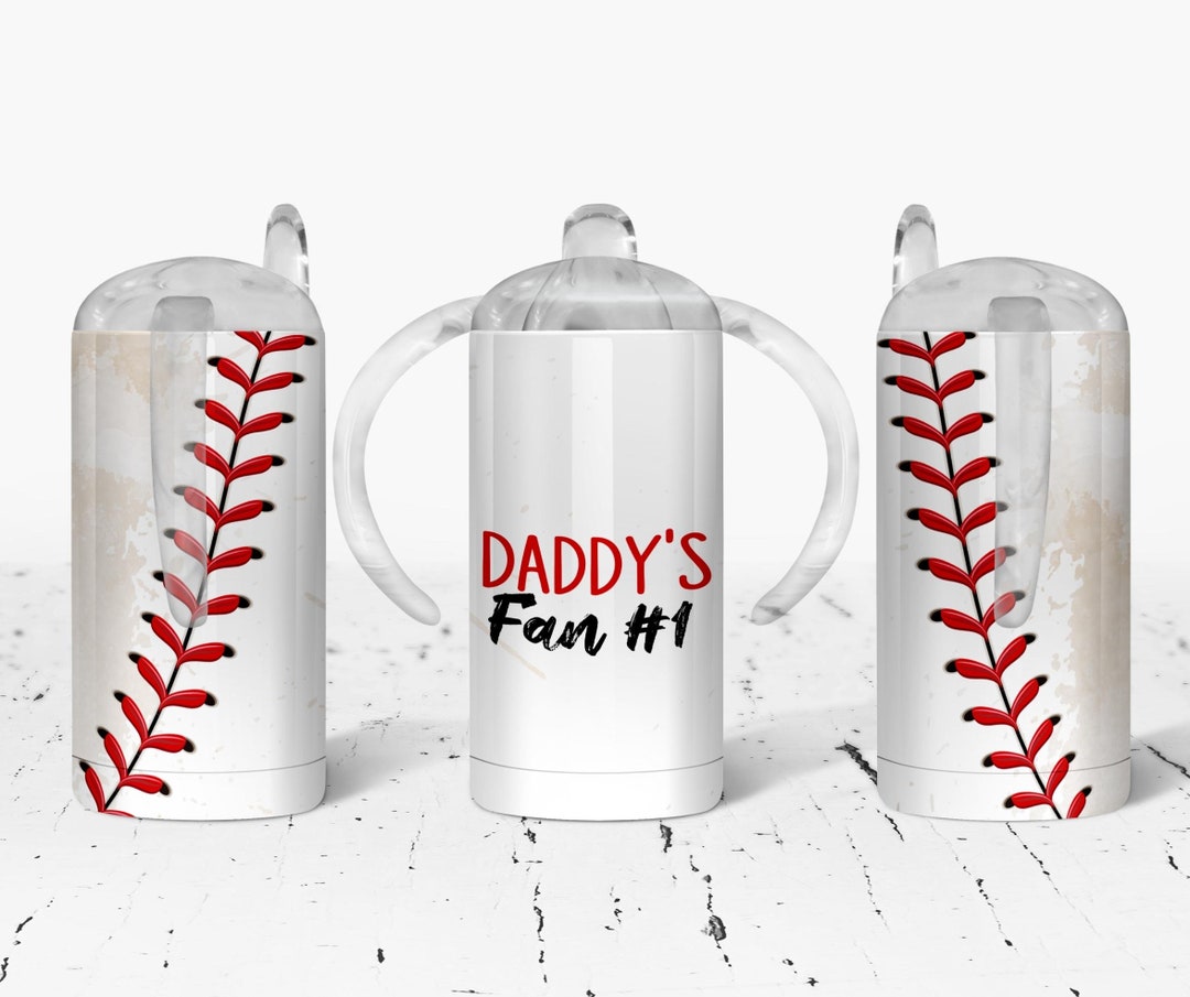 Baseball Daddy's #1 Fan Sippy Cup! 12 Oz Stainless Steel With Two Lids ...