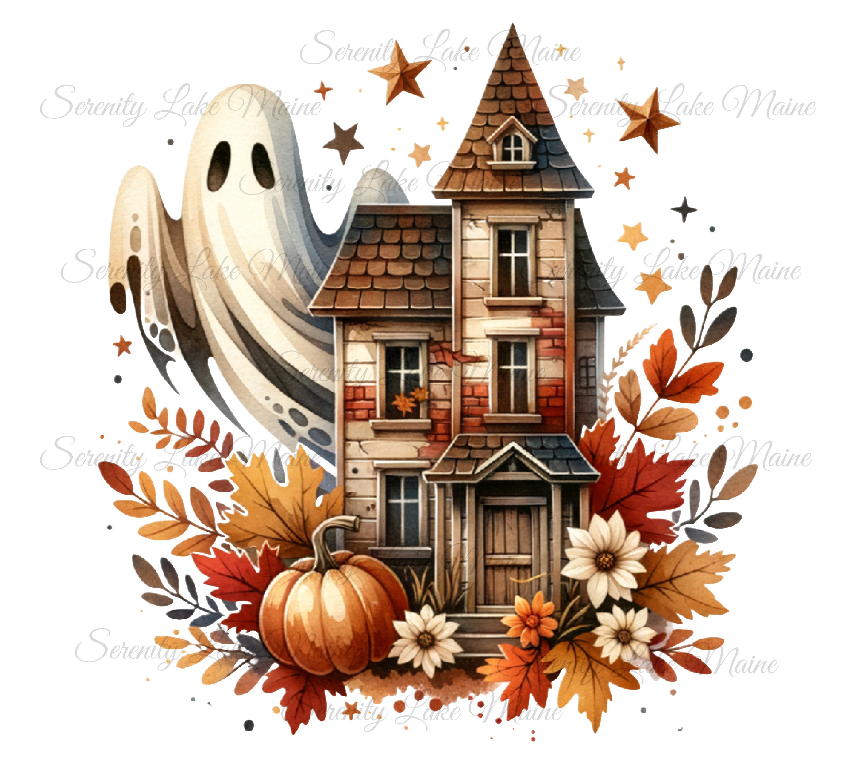 5 Haunted House Clipart Ghost Clipart Bundle - Halloween Sublimation ...