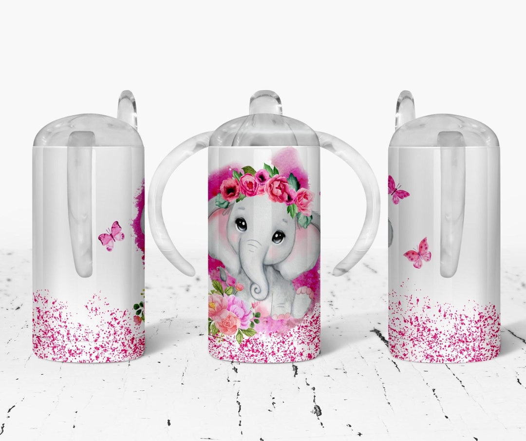 Elephant Pink Glitter Sippy Cup! 12 Oz Sippy Cup Stainless Steel With ...