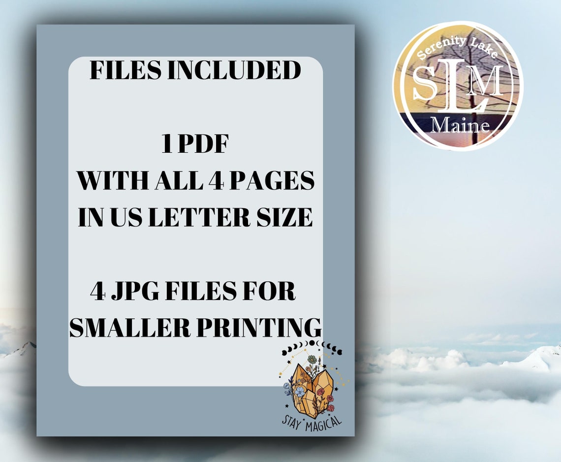 Celestial Vial Printable Stationary Set US Letter Sized PDF, Instant ...