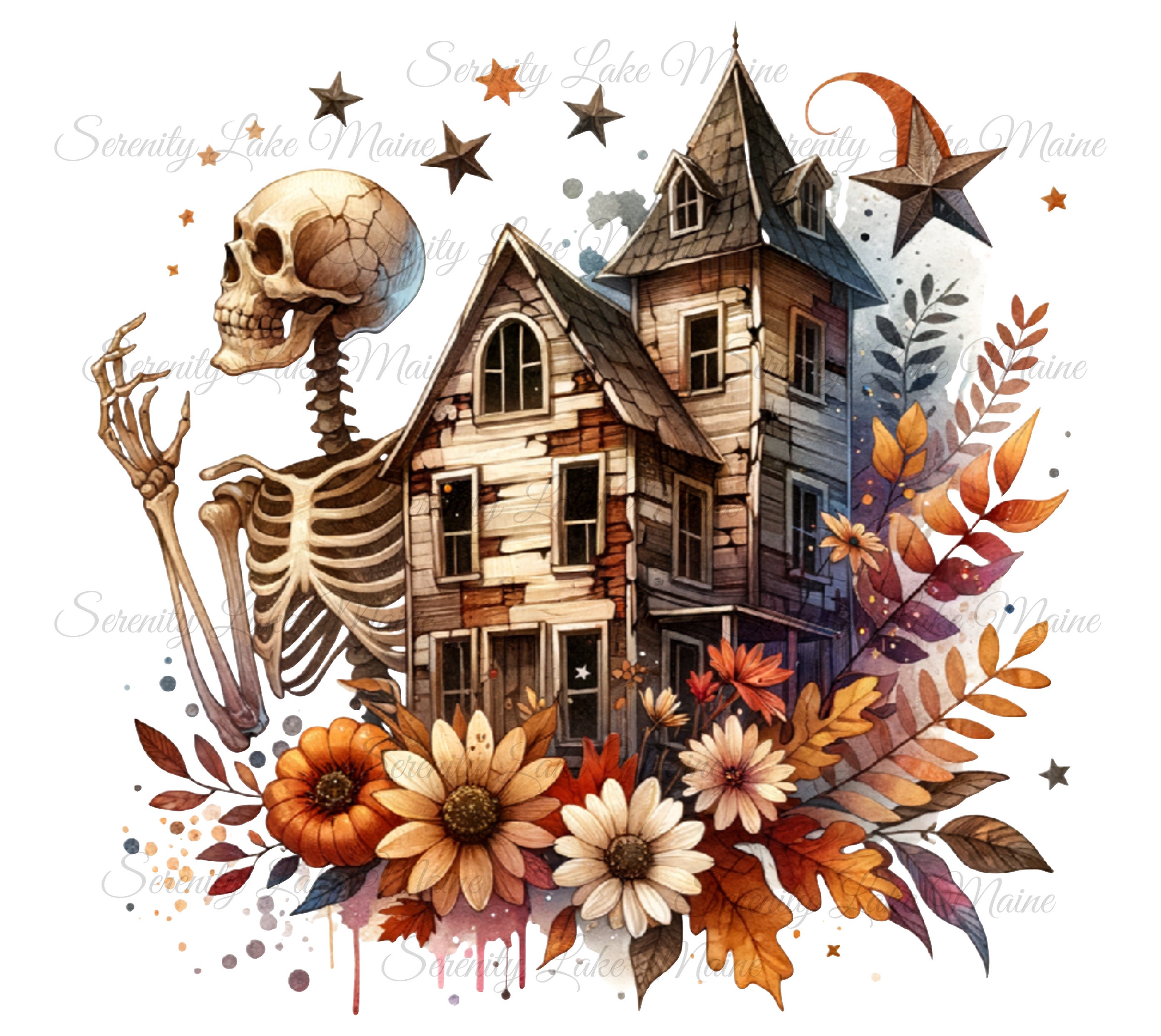5 Haunted House Clipart Ghost Clipart Bundle - Halloween Sublimation ...