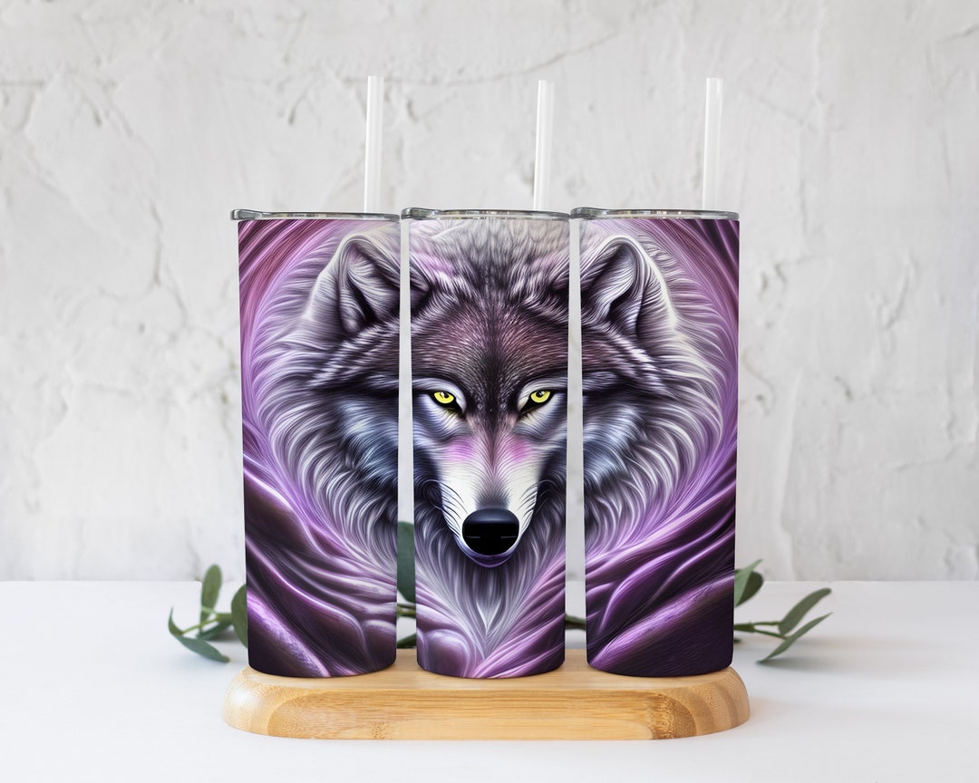 Fantasy Wolf Purple Swirl Tumbler PNG! 20 Oz Straight Tumbler Digital ...