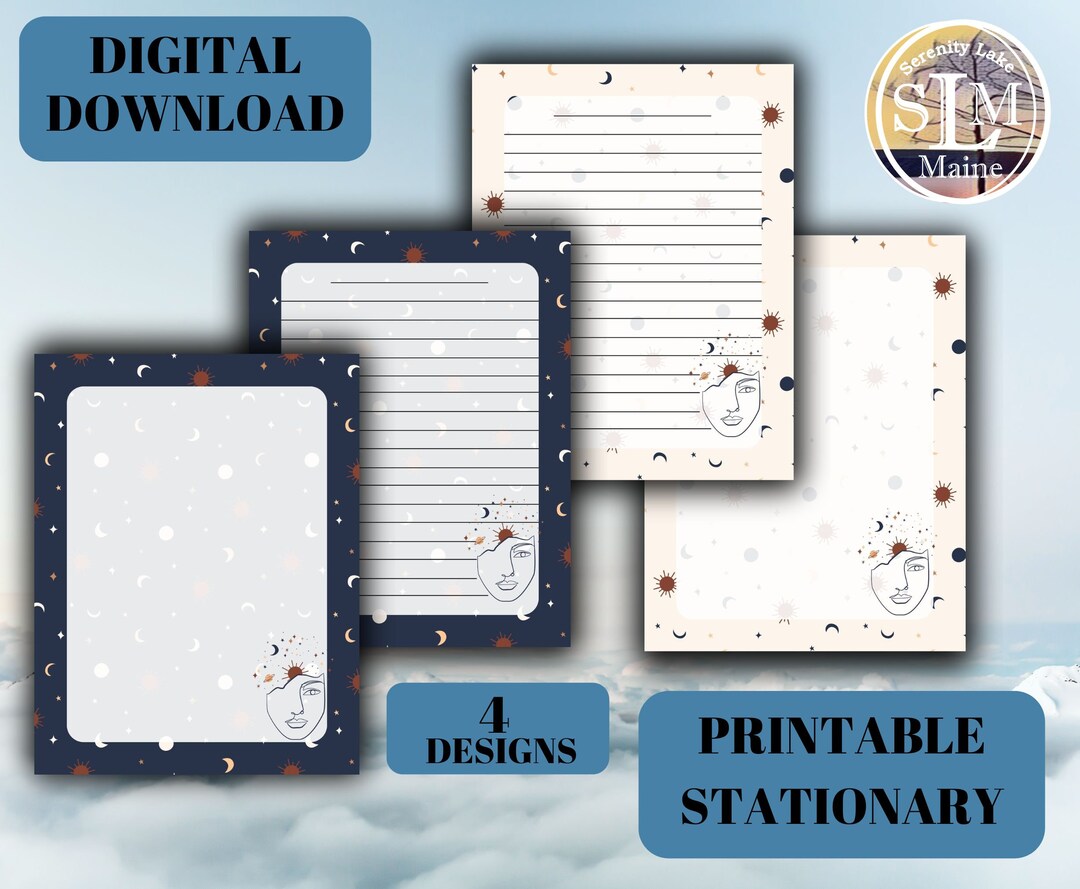 Celestial Printable Stationary Set US Letter Sized PDF, Instant ...