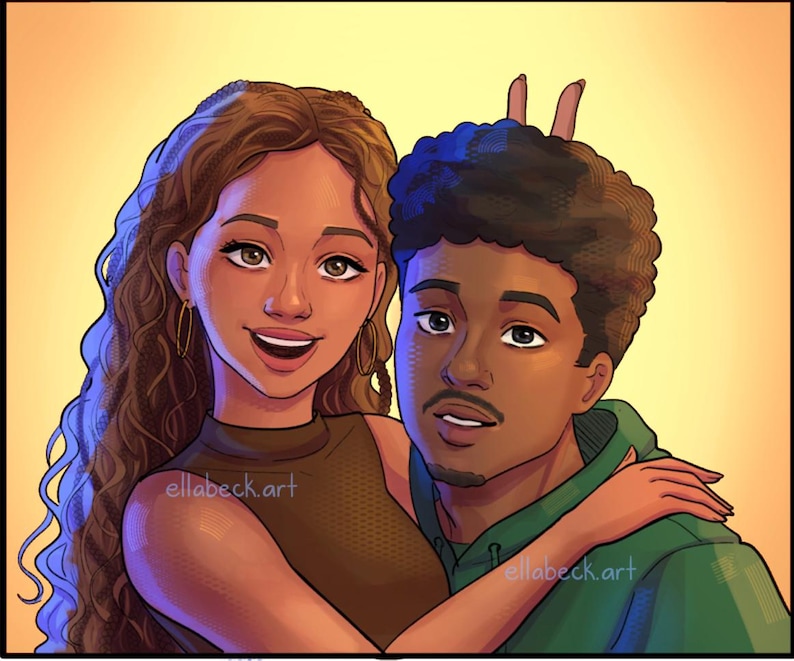 Custom Character Drawing: Cartoon Personal Portrait, Digital Art, Cute ...