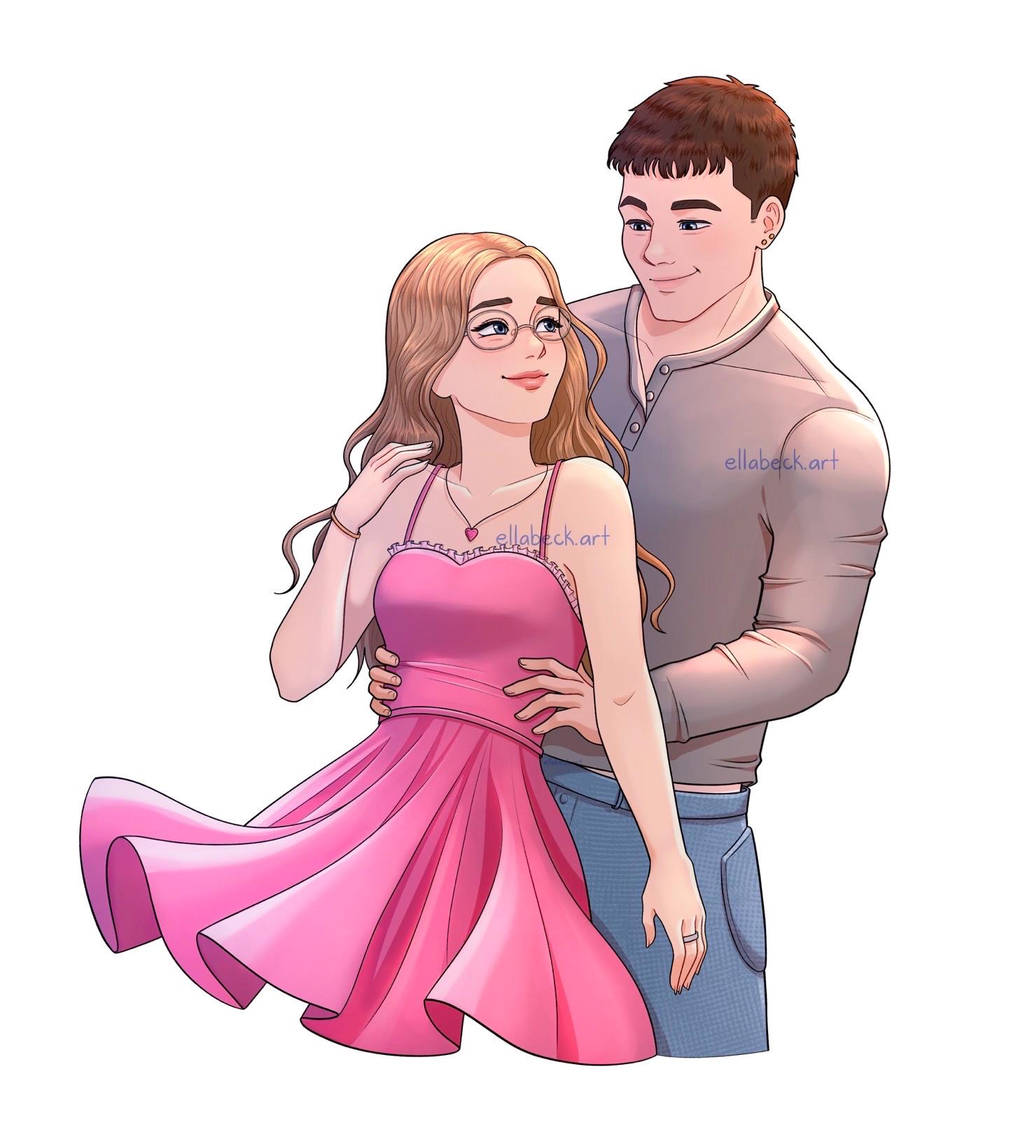Custom Character Drawing: Cartoon Personal Portrait, Digital Art, Cute ...