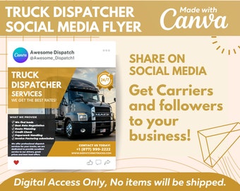 Yellow DIY Freight Dispatch Flyer Canva Template for Social | Etsy