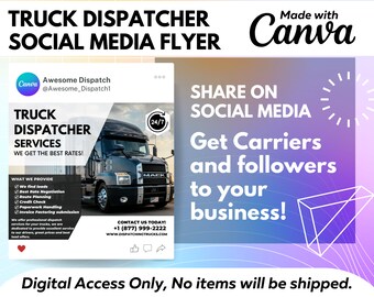 Yellow DIY Freight Dispatch Flyer Canva Template for Social | Etsy