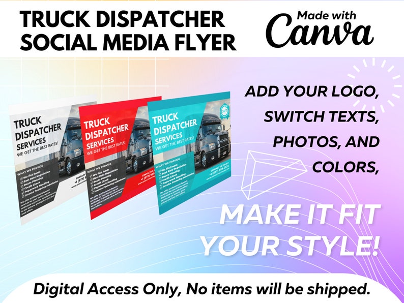 White DIY Freight Dispatch Flyer Canva Template for Social Media. - Etsy