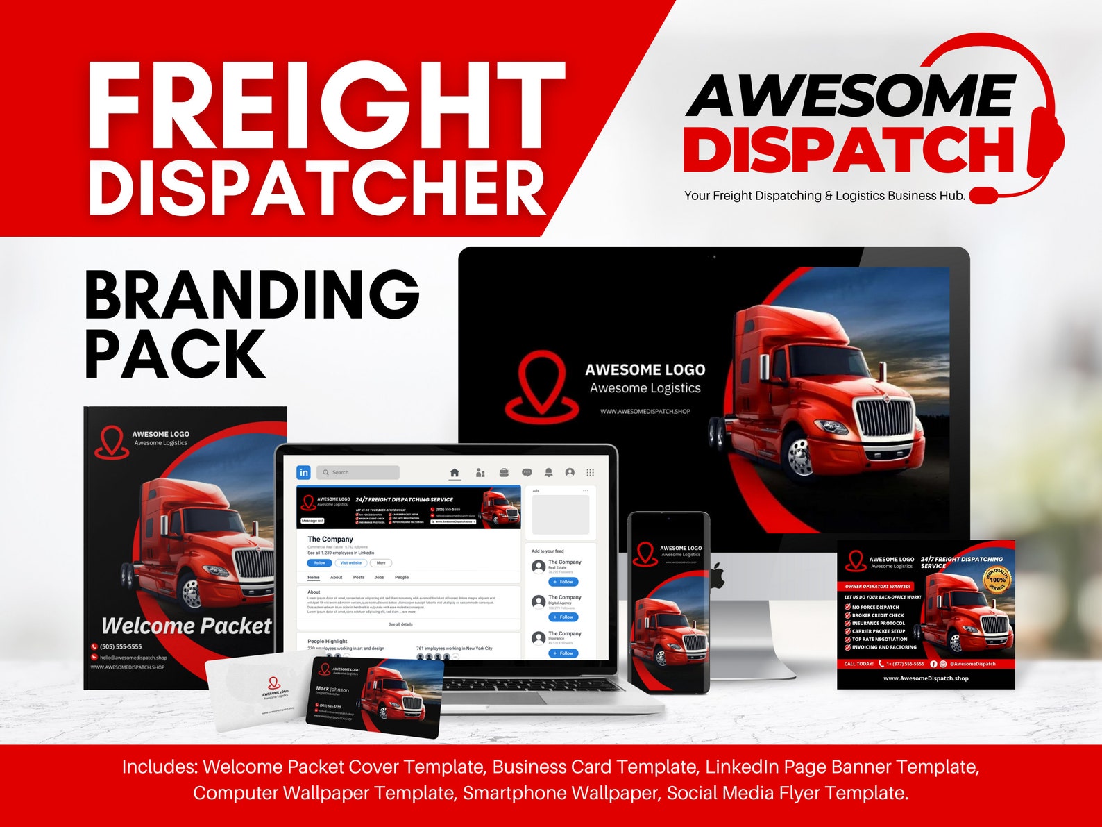 Freight Dispatcher Branding Template Pack for Your Truck Dispatching ...