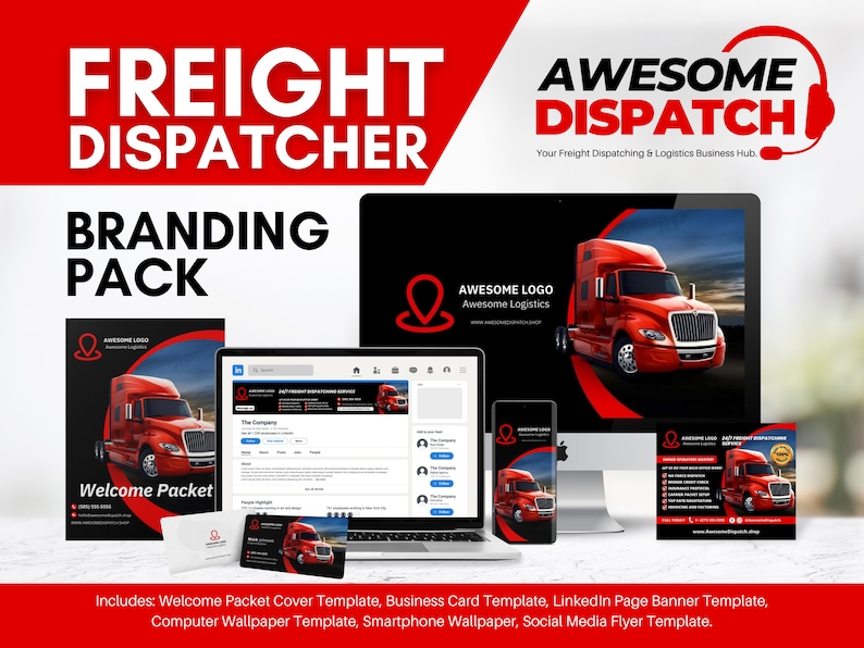 Freight Dispatcher Branding Template Pack for Your Truck Dispatching ...