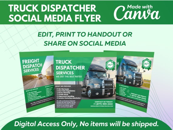 Green DIY Freight Dispatch Flyer Canva Template for Social - Etsy