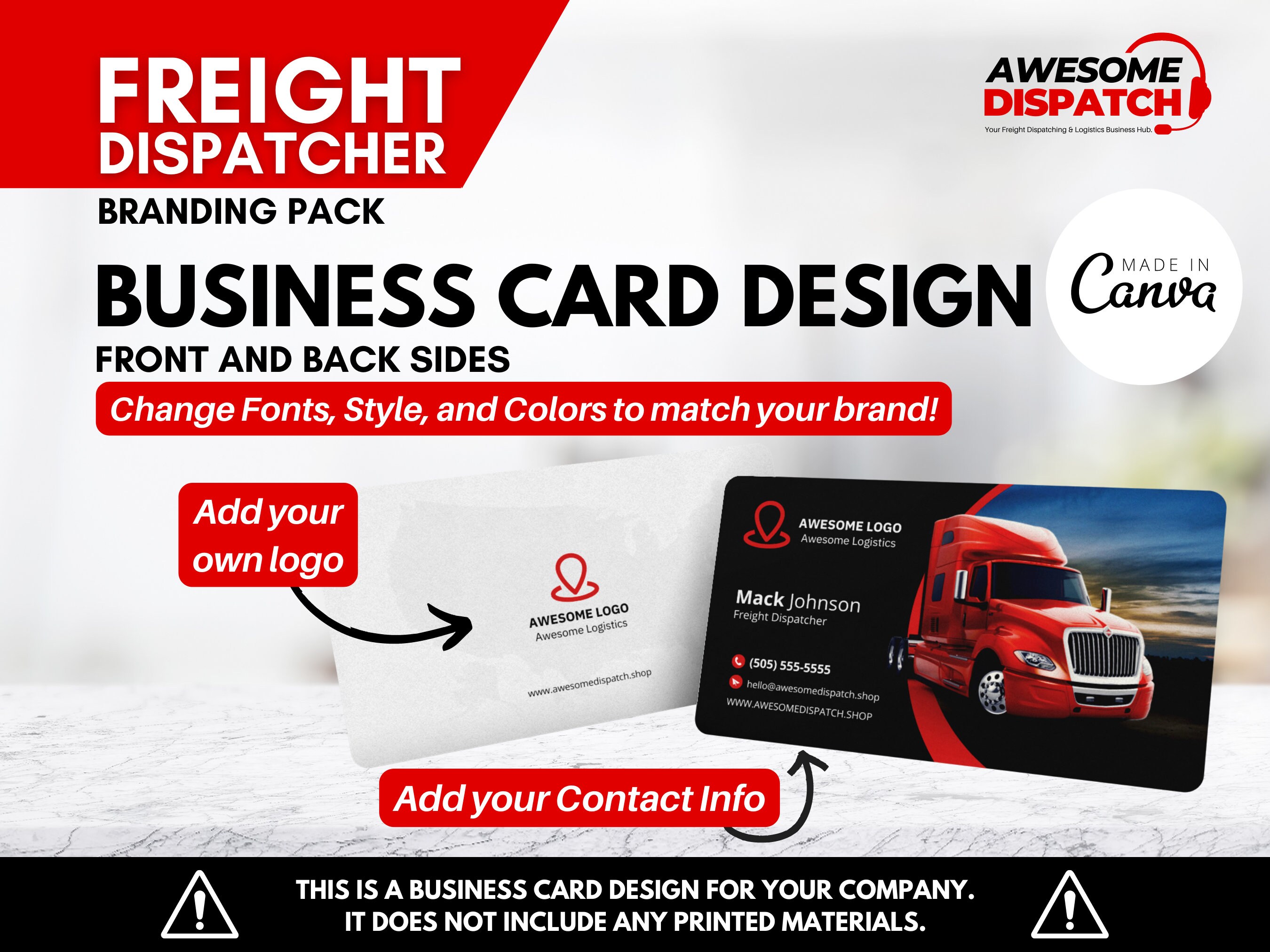 Freight Dispatcher Branding Template Pack for Your Truck Dispatching ...