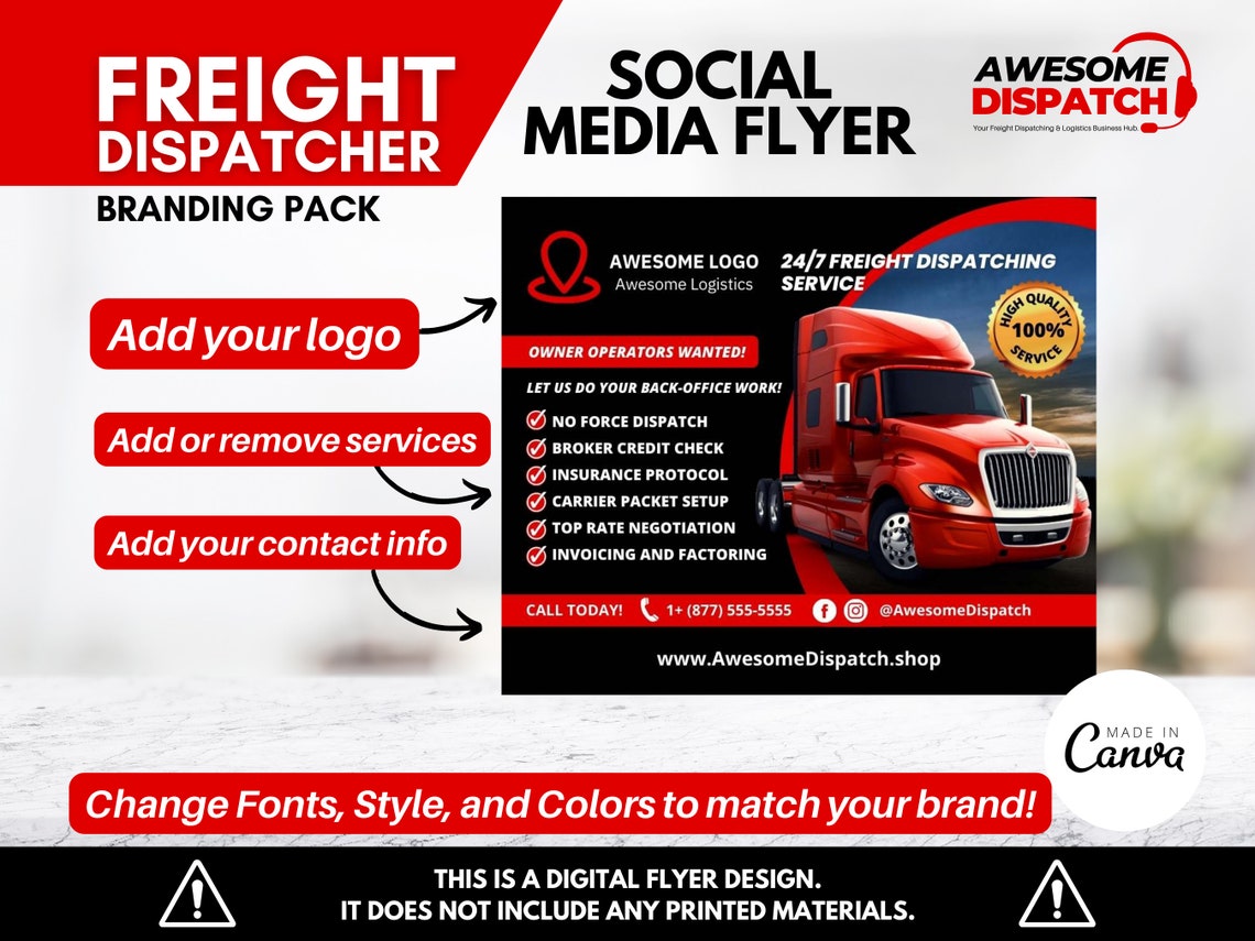 Freight Dispatcher Branding Template Pack for Your Truck Dispatching ...