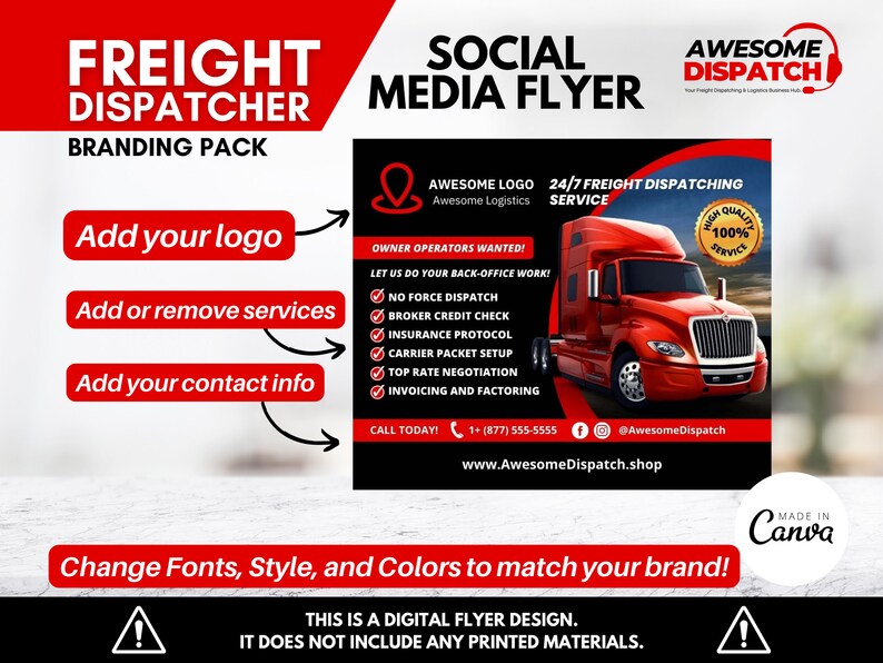 Freight Dispatcher Branding Template Pack for Your Truck Dispatching ...