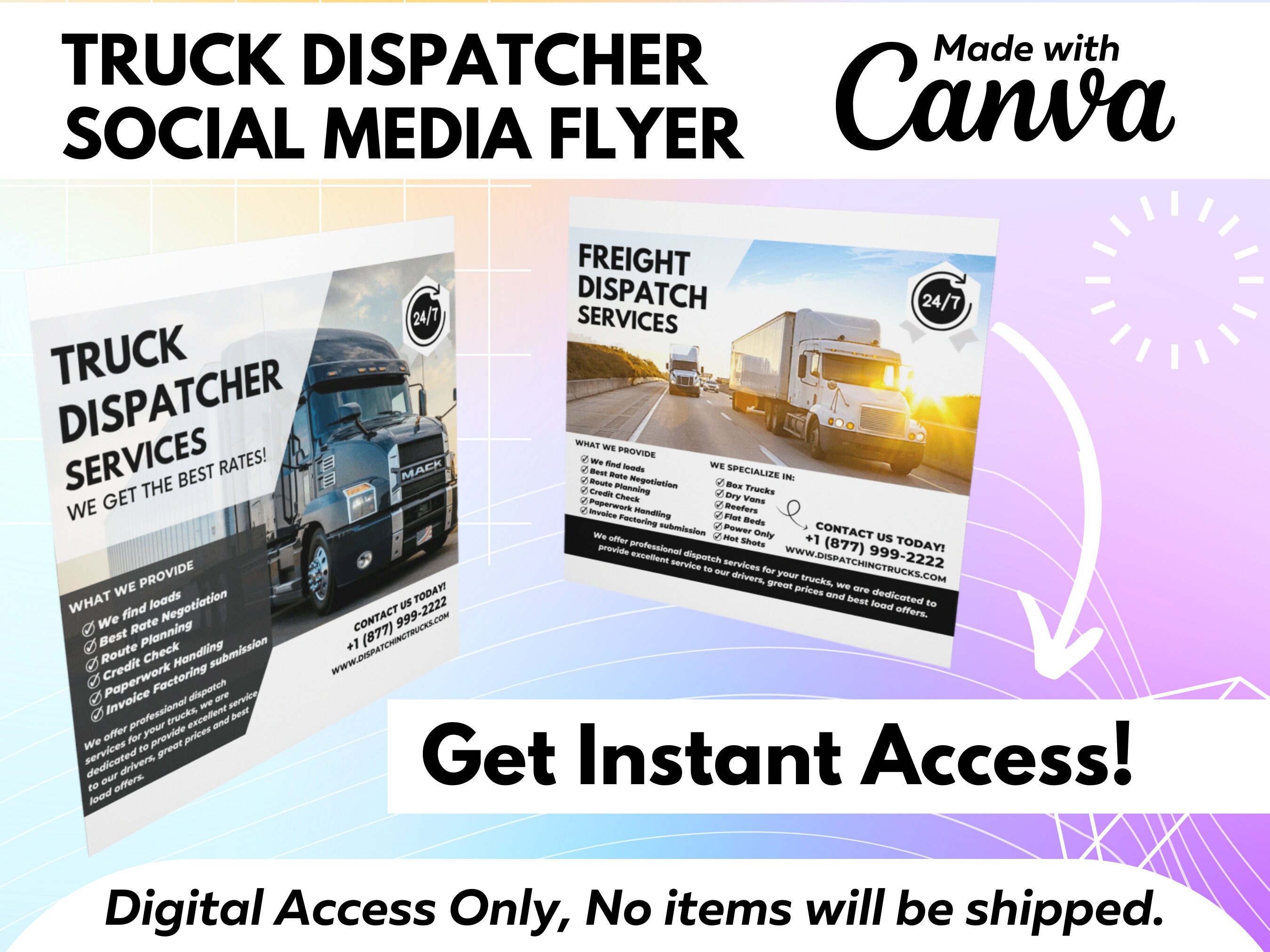 White DIY Freight Dispatch Flyer Canva Template for Social Media. - Etsy