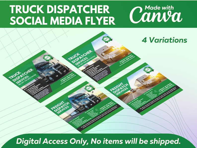 Green DIY Freight Dispatch Flyer Canva Template for Social Media. - Etsy