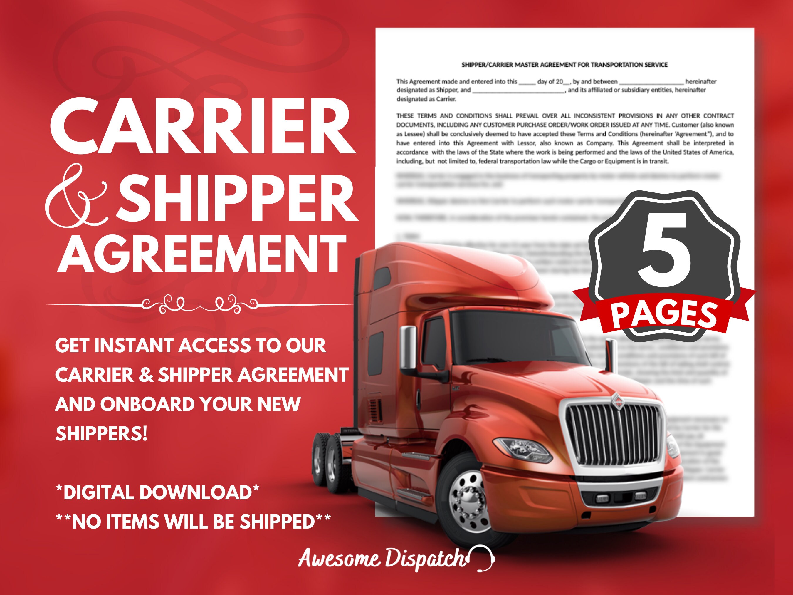 Editable Carrier & Shipper Agreement | the One and Only Carrier and ...