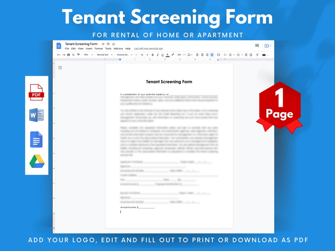 Tenant Screening Form - Etsy