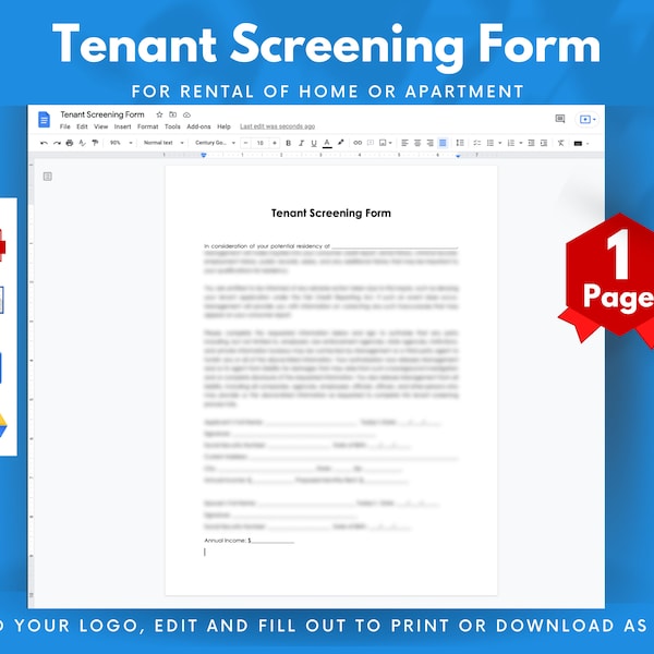 Tenant Screening Form - Etsy